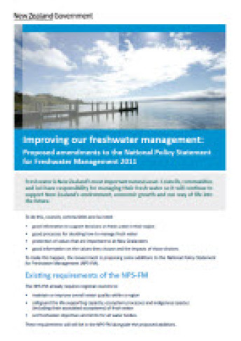 Improving our freshwater management: Proposed amendments to the ...