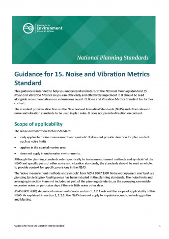 Guidance for the Noise and Vibration Metrics Standard | Ministry for ...
