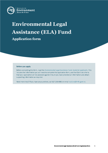 Environmental Legal Assistance Fund: Application form | Ministry for ...