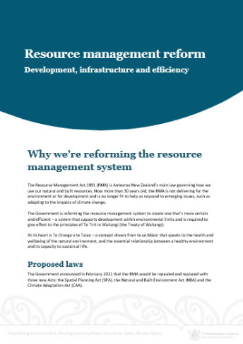 Resource management reform: Development, infrastructure and efficiency ...