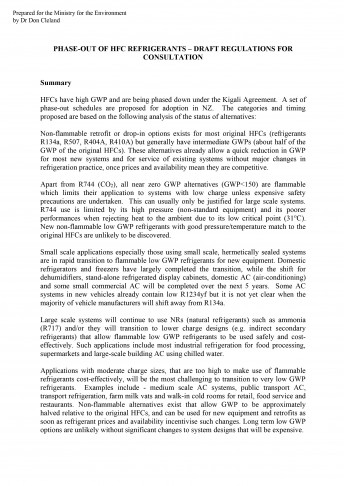 Phase-out options for HFC refrigerants | Ministry for the Environment