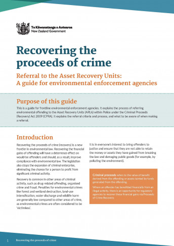 Recovering the proceeds of crime | Ministry for the Environment