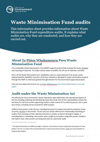 Waste Minimisation Fund audits | Ministry for the Environment