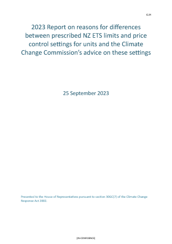 2023 Report on reasons for differences between prescribed NZ ETS limits ...